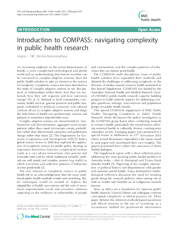 (PDF) Introduction to COMPASS: navigating complexity in public health ...