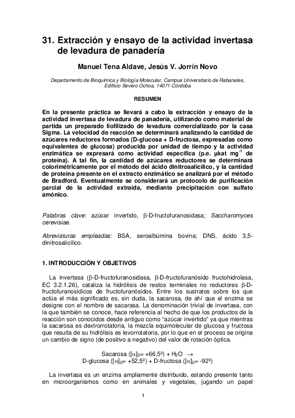 (PDF) Enzima Invertasa Ensayo