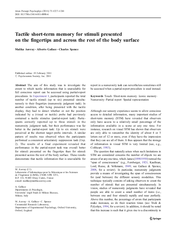 (PDF) Tactile short-term memory for stimuli presented on the fingertips ...