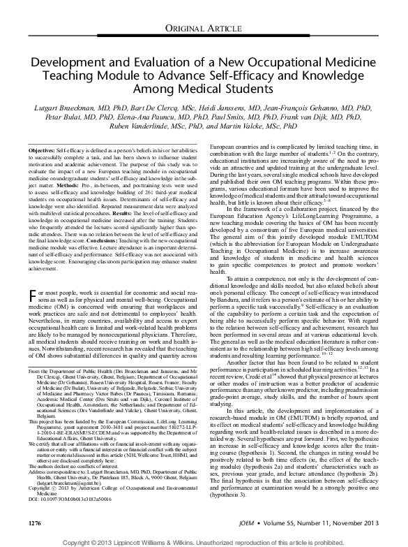 (PDF) Development and Evaluation of a New Occupational Medicine ...