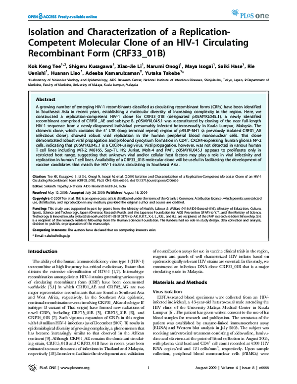(PDF) Isolation and Characterization of a Replication-Competent ...