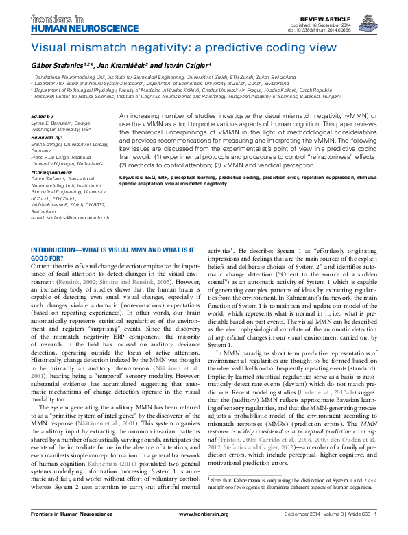 (PDF) Visual mismatch negativity: a predictive coding view