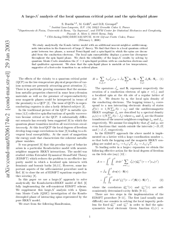 (PDF) Large-N analysis of the local quantum critical point and the spin ...