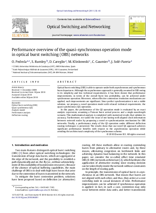 (PDF) Performance overview of the quasi-synchronous operation mode in optical burst switching ...