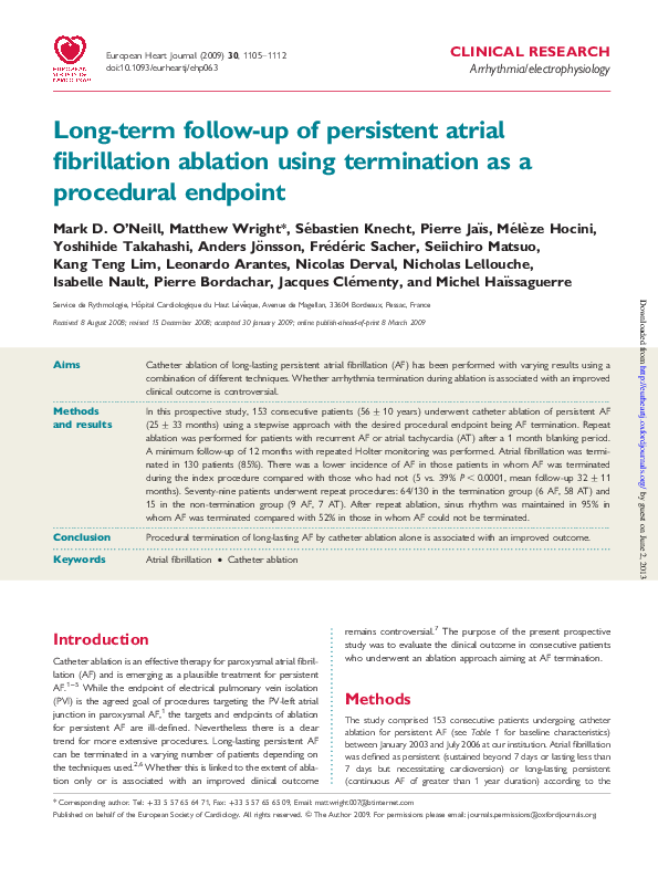 (PDF) Long-term follow-up of persistent atrial fibrillation ablation ...
