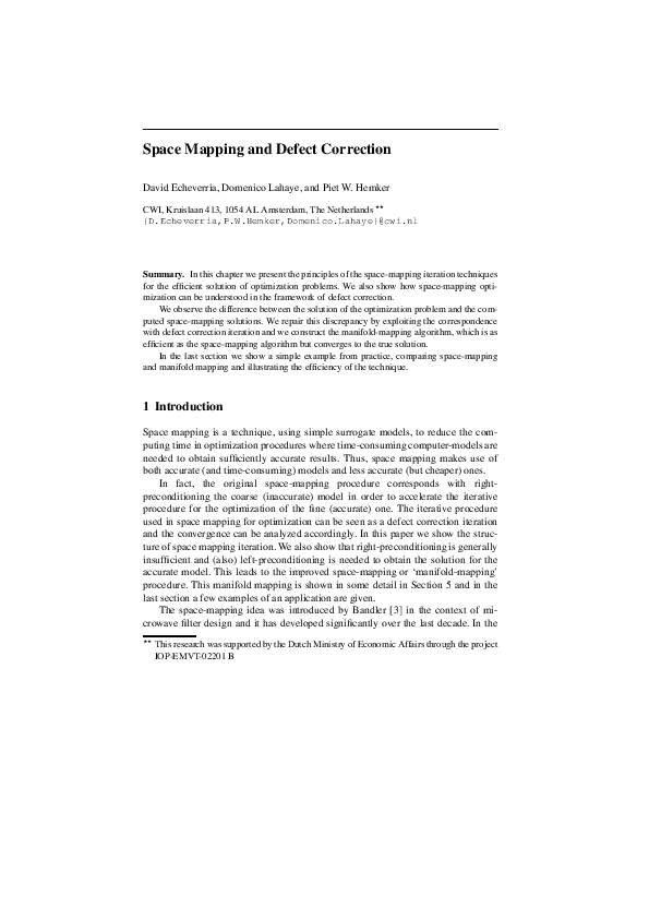 Pdf Space Mapping And Defect Correction
