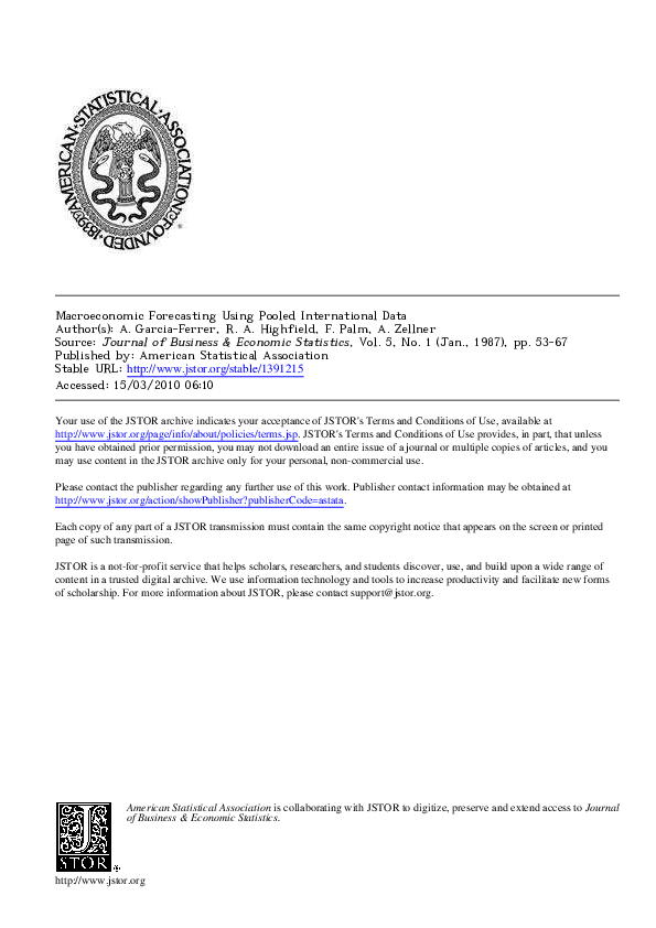 Pdf Macroeconomic Forecasting Using Pooled International Data