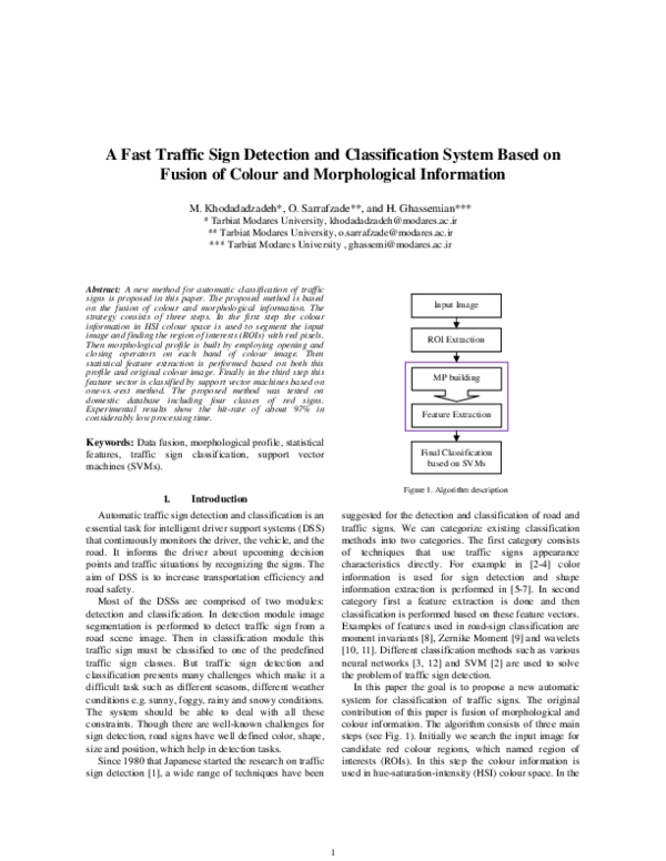 Pdf A Fast Traffic Sign Detection And Classification System Based On Fusion Of Colour And