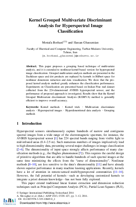 (PDF) Kernel Grouped Multivariate Discriminant Analysis for Hyperspectral Image Classification
