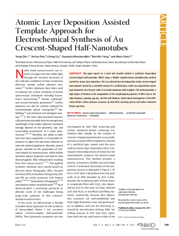 (PDF) Atomic Layer Deposition Assisted Template Approach for ...