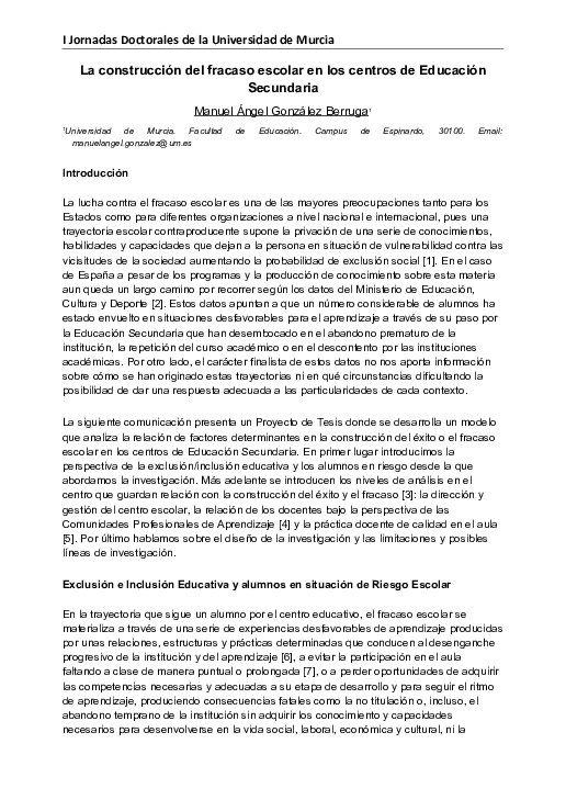 (PDF) La construcción del fracaso escolar en los centros de Educación Secundaria