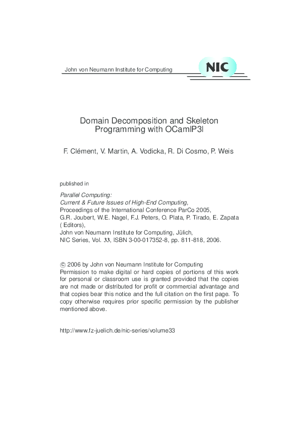 (PDF) Domain decomposition and skeleton programming with OCamlP3l