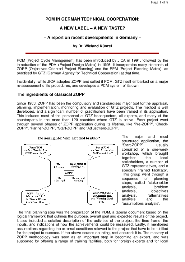 (PDF) ZOPP German PDM Approach