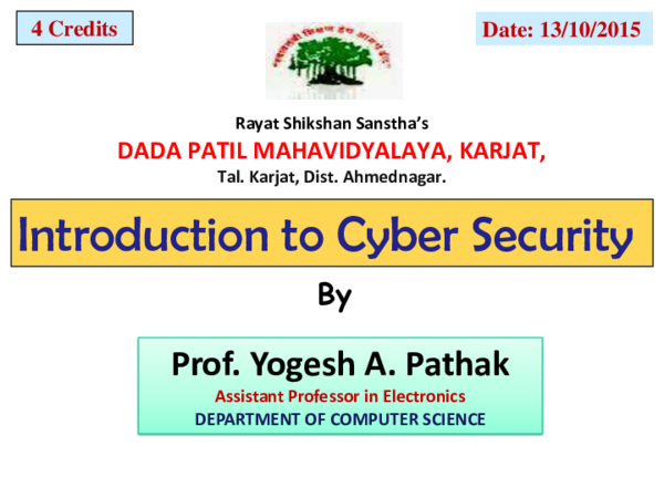 (PDF) Introduction to Cyber Security