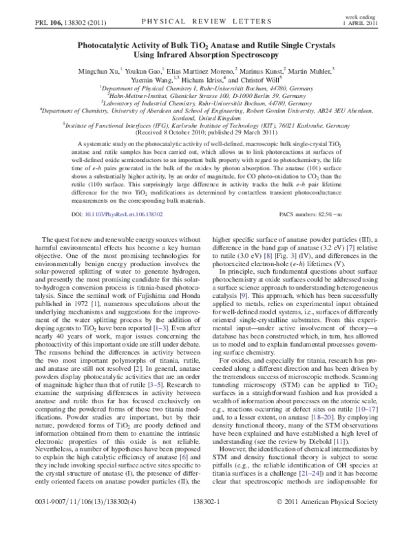 (PDF) Photocatalytic Activity of Bulk TiO_{2} Anatase and Rutile Single ...