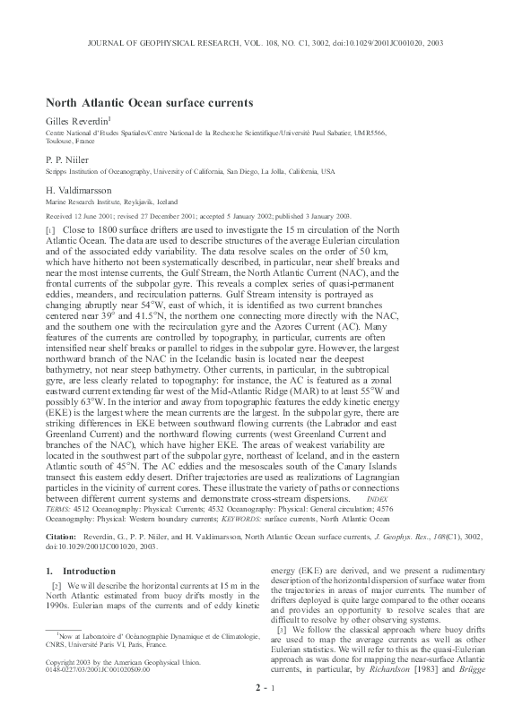 (PDF) North Atlantic Ocean surface currents