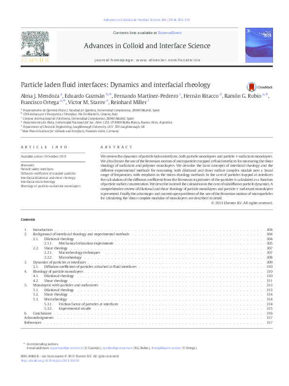 (PDF) Particle laden fluid interfaces: Dynamics and interfacial rheology