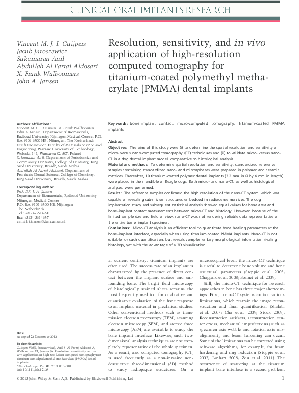 (PDF) Resolution, sensitivity, and in vivo application of high-resolution computed tomography ...