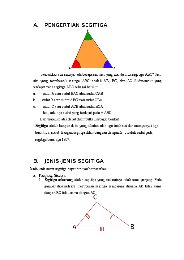 (DOC) Makalah Matematika Peminatan : Segitiga dan Dalil-dalil Segmen Garis Pada Segitiga