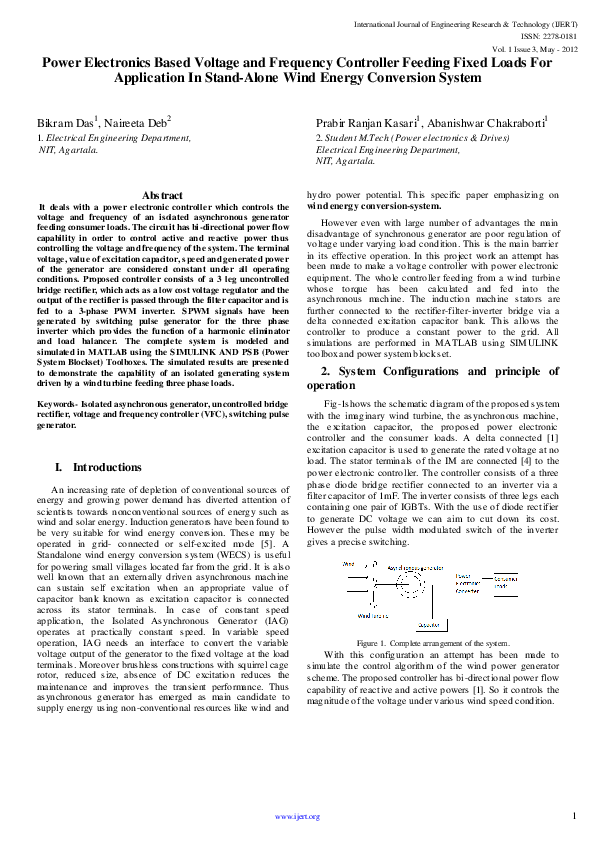(PDF) Power Electronics Based Voltage and Frequency Controller Feeding ...
