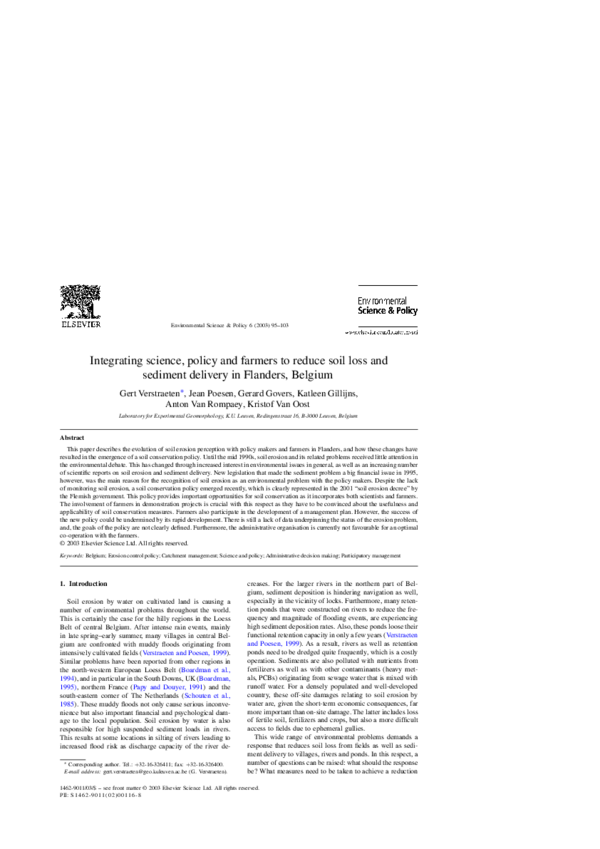 (PDF) Integrating science, policy and farmers to reduce soil loss and ...