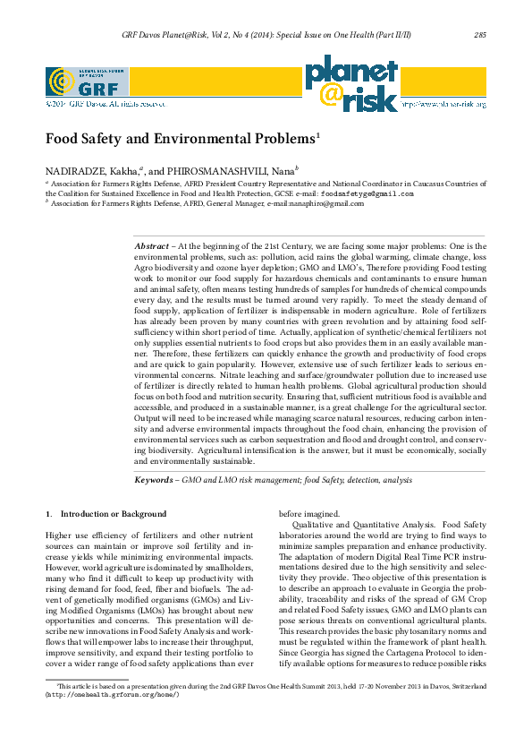 (PDF) Food Safety and Environmental Problems