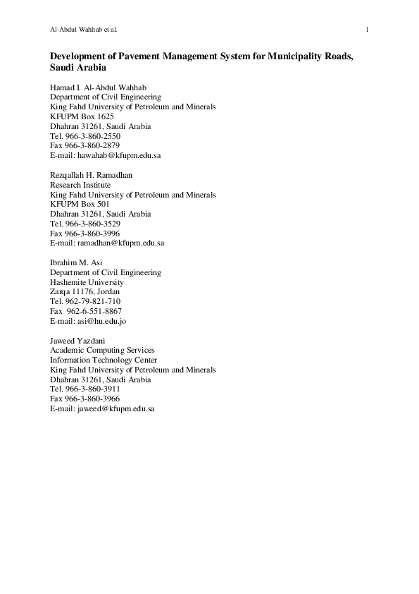 (PDF) Development of Pavement Management System for Municipality Roads ...