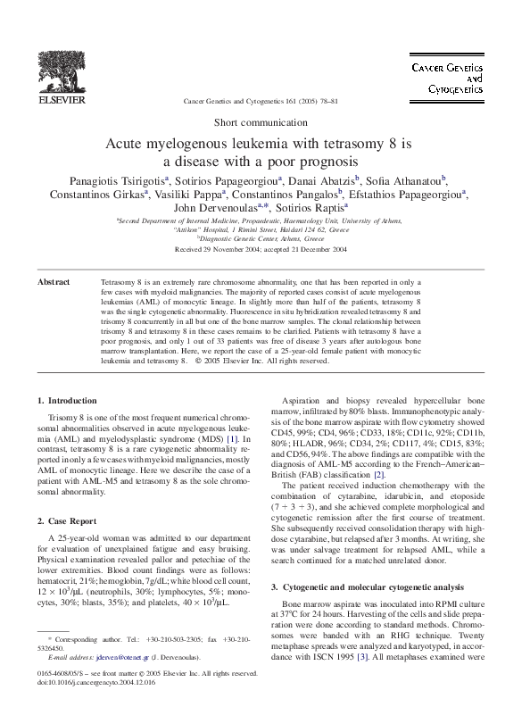 (PDF) Acute myelogenous leukemia with tetrasomy 8 is a disease with a ...