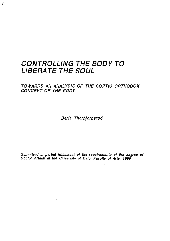 (PDF) Controlling the Body to Liberate the soul. Towards an Analysis of ...