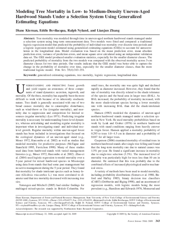 (PDF) Modeling Tree Mortality in Low-to Medium-Density Uneven-Aged ...