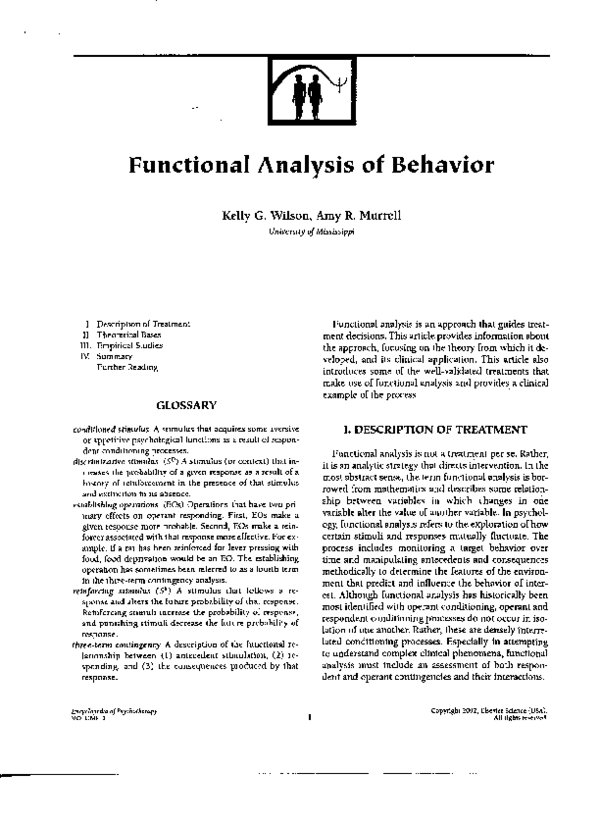 (PDF) Functional Analysis of Behavior