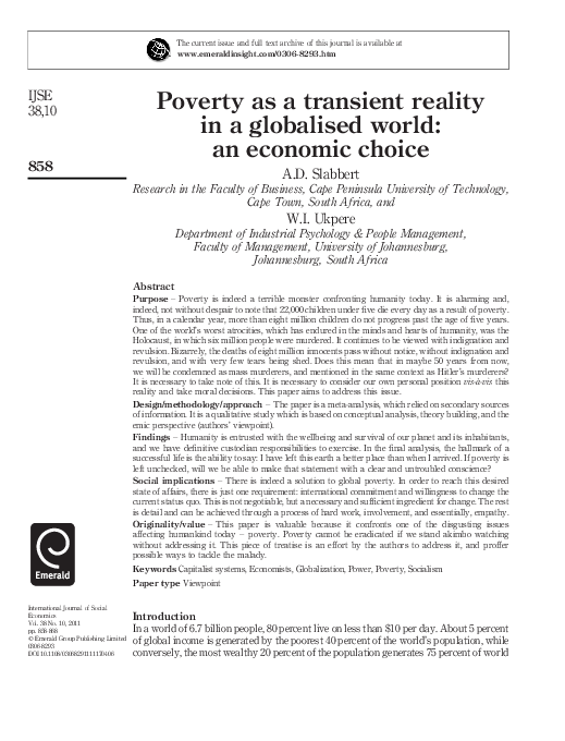 (PDF) Poverty as a transient reality in a globalised world: an economic ...