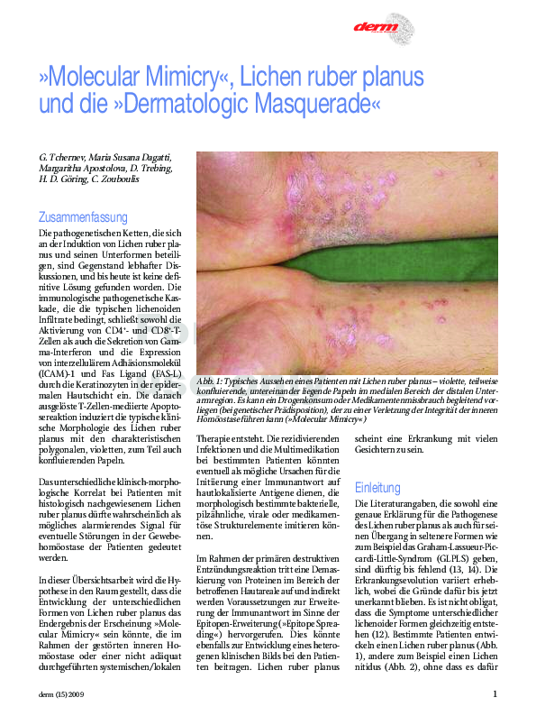 (PDF) „Molecular Mimicry“, Lichen ruber planus und die „ Dermatologic ...