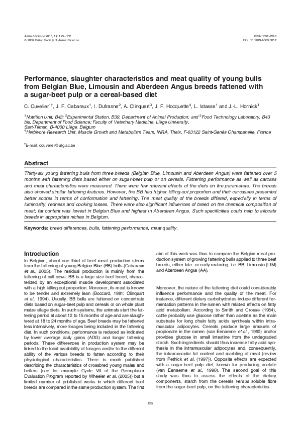 (PDF) Performance, slaughter characteristics and meat quality of young ...