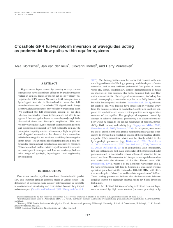 (PDF) Crosshole GPR full-waveform inversion of waveguides acting as ...