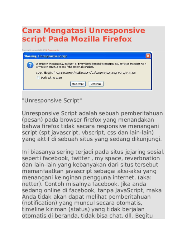 Doc Cara Mengatasi Unresponsive Script Pada Mozilla Firefox Nhuryeld Lowrider 