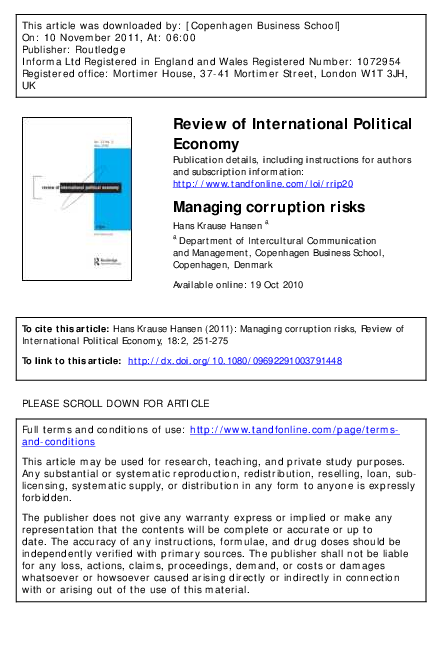 (PDF) Managing corruption risks