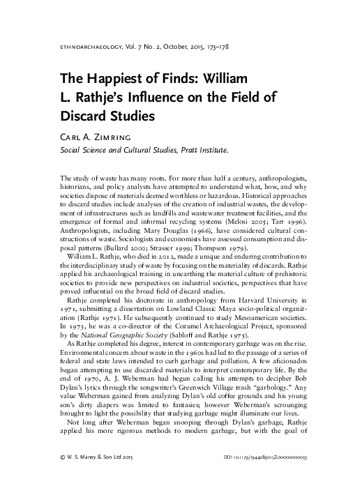 (PDF) The Happiest of Finds: William L. Rathje’s Influence on the Field ...