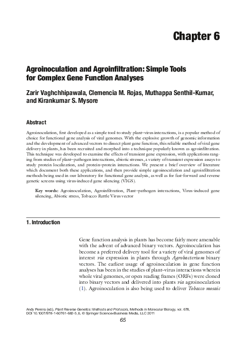 (PDF) Agroinoculation and Agroinfiltration: Simple Tools for Complex ...