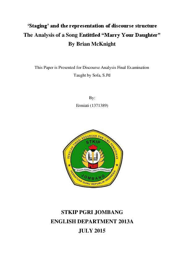 (PDF) The Analysis of ‘Staging’ and the representation of discourse structure