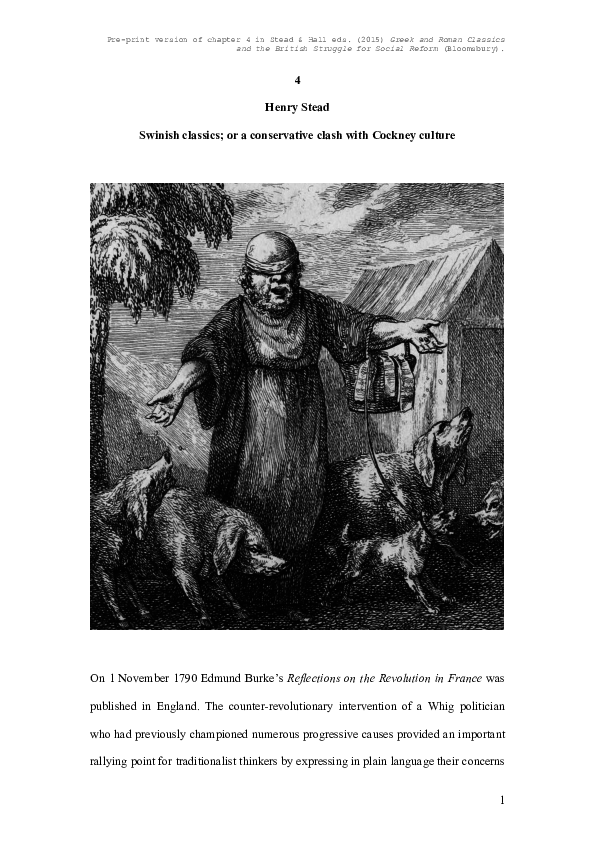 (PDF) Swinish classics; or a conservative clash with Cockney culture