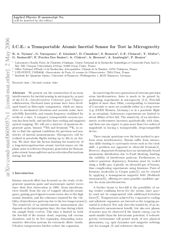 (PDF) I.C.E.: a transportable atomic inertial sensor for test in ...