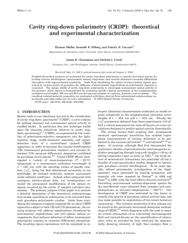 (PDF) Cavity ring-down polarimetry (CRDP): theoretical and experimental characterization
