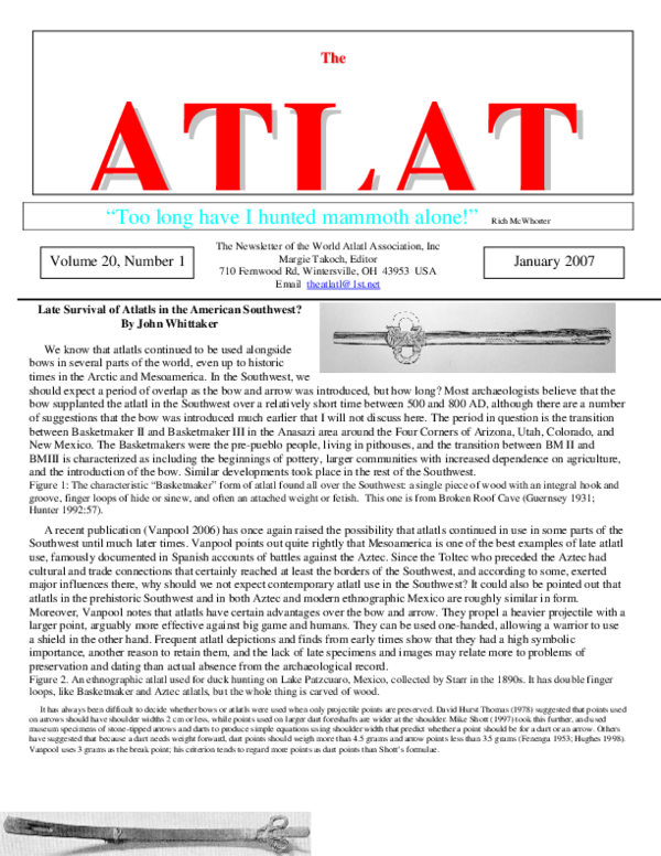 (PDF) Late Survival of Atlatls in the American Southwest?