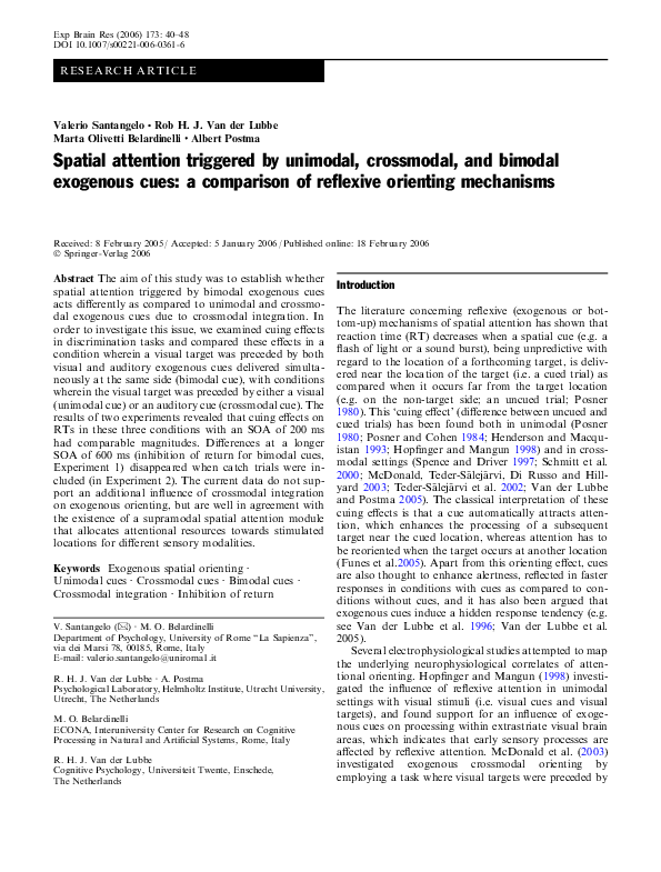 (PDF) Spatial attention triggered by unimodal, crossmodal, and bimodal ...