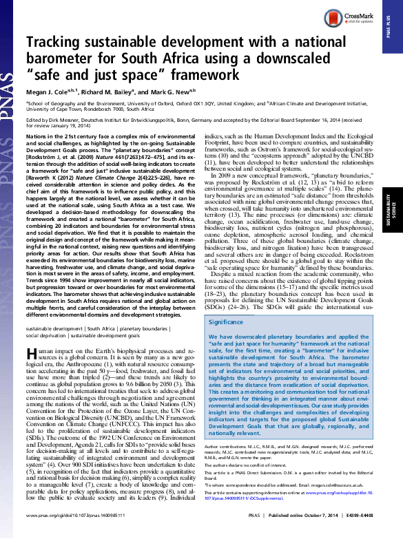 (PDF) Tracking sustainable development with a national barometer for ...