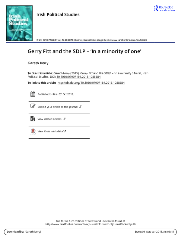 (PDF) Gerry Fitt and the SDLP – ‘In a minority of one’ by Sarah Campbell