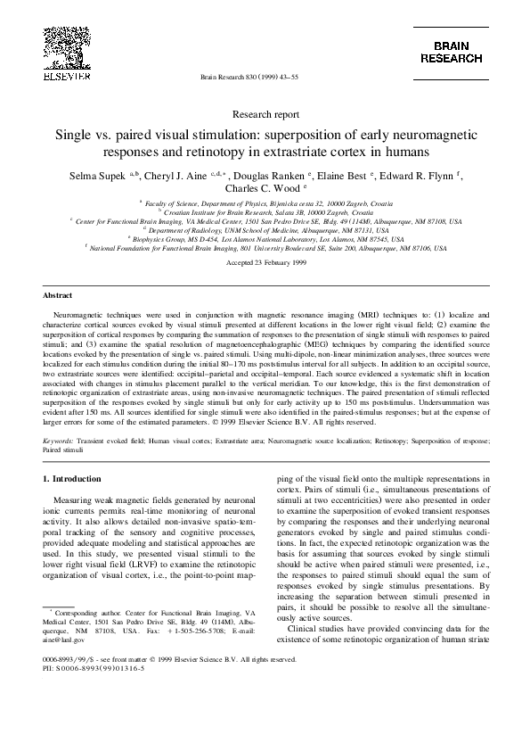(PDF) Single vs. paired visual stimulation: superposition of early ...
