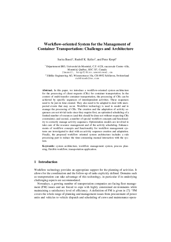 (PDF) Workflow-oriented System for the Management of Container ...