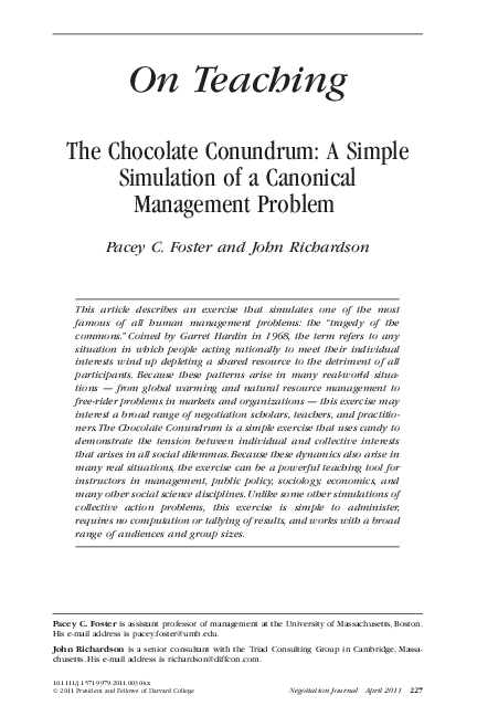 (PDF) The Chocolate Conundrum: A Simple Simulation of a Canonical ...